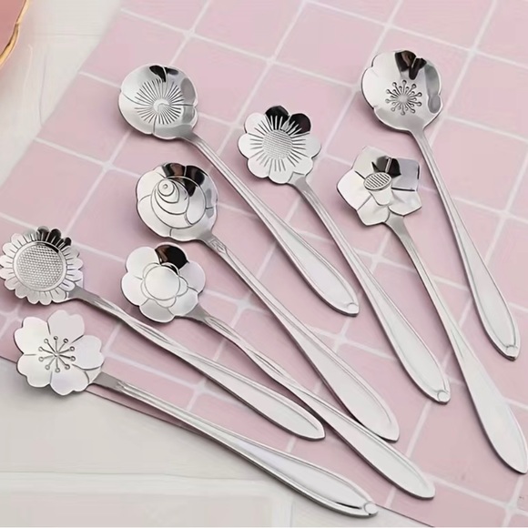 Dining | Set Of 8 Flower Small Teaspoons For Coffee Ice Cream Toppings ...
